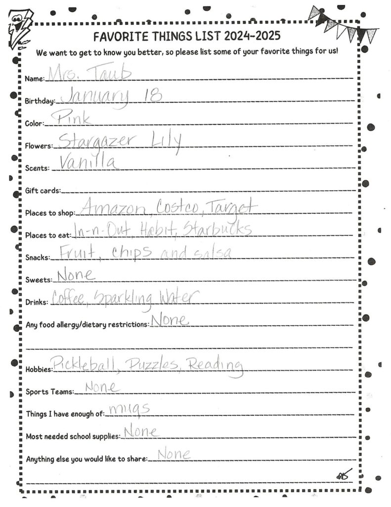 Mrs. Taub’s Favorite Things and Amazon Wish List | Stephen Foster ...