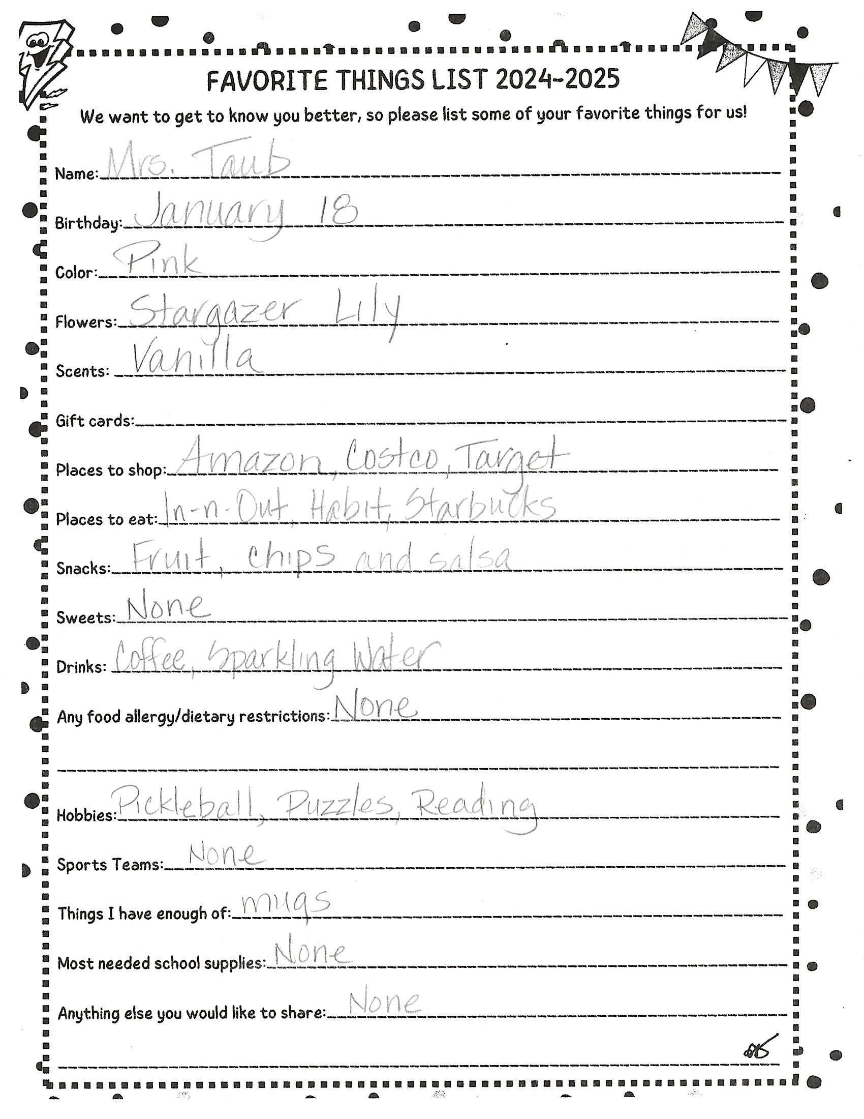Mrs. Taub’s Favorite Things and Amazon Wish List | Stephen Foster ...