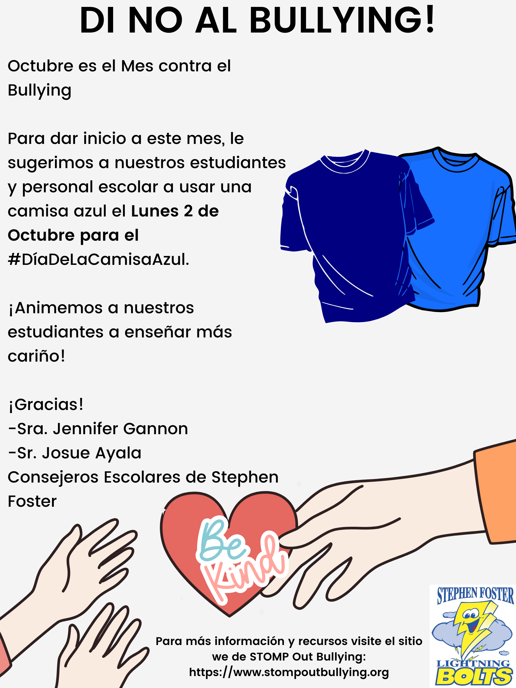 October is Anti-Bullying Month…Wear Blue on Monday, October 2nd ...