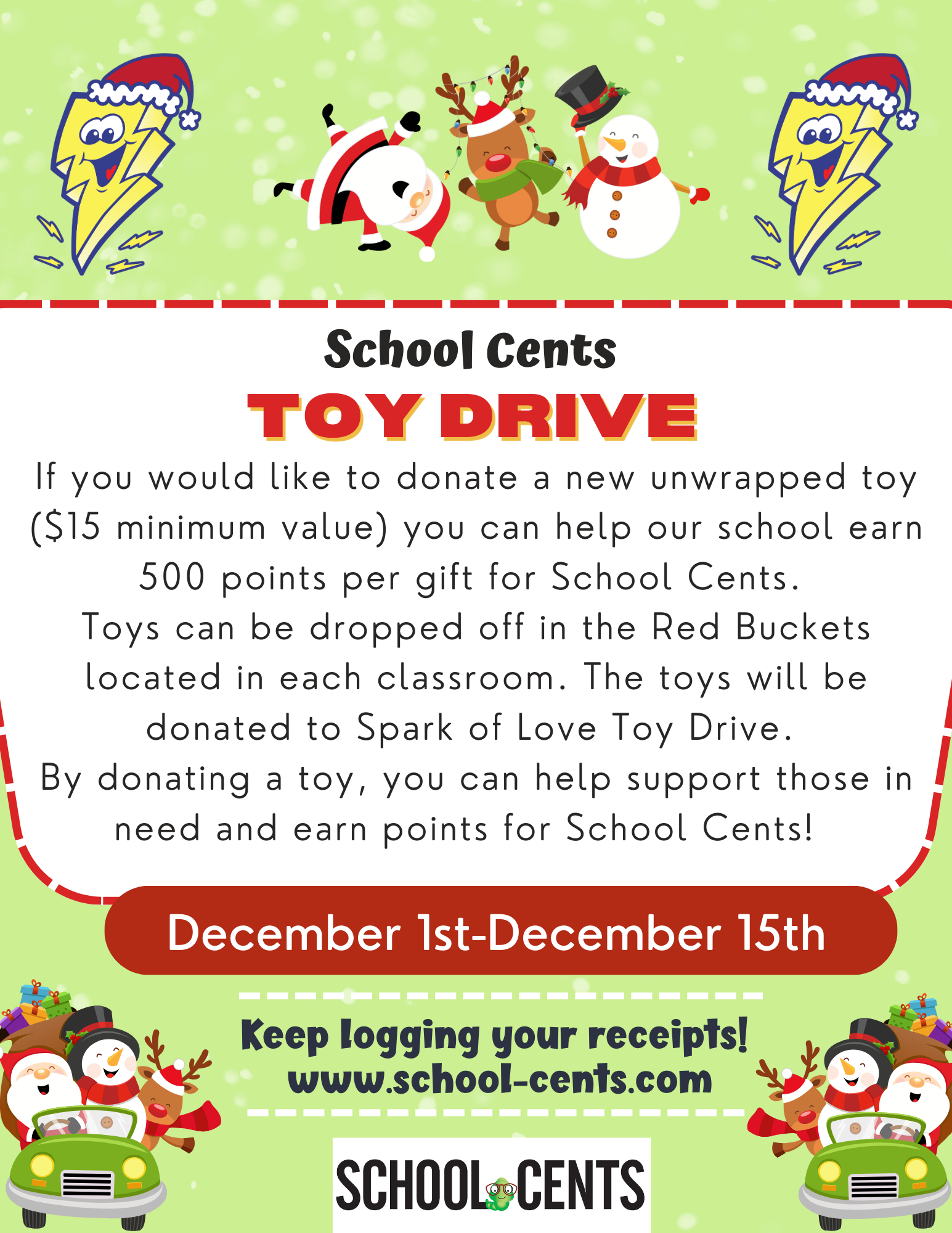 Toy Drive to benefit Spark of Love and the School Cents contest ...