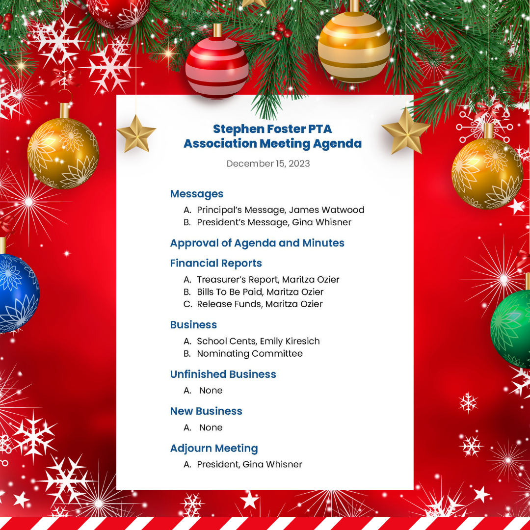 PTA Association Meeting | Stephen Foster Elementary PTA