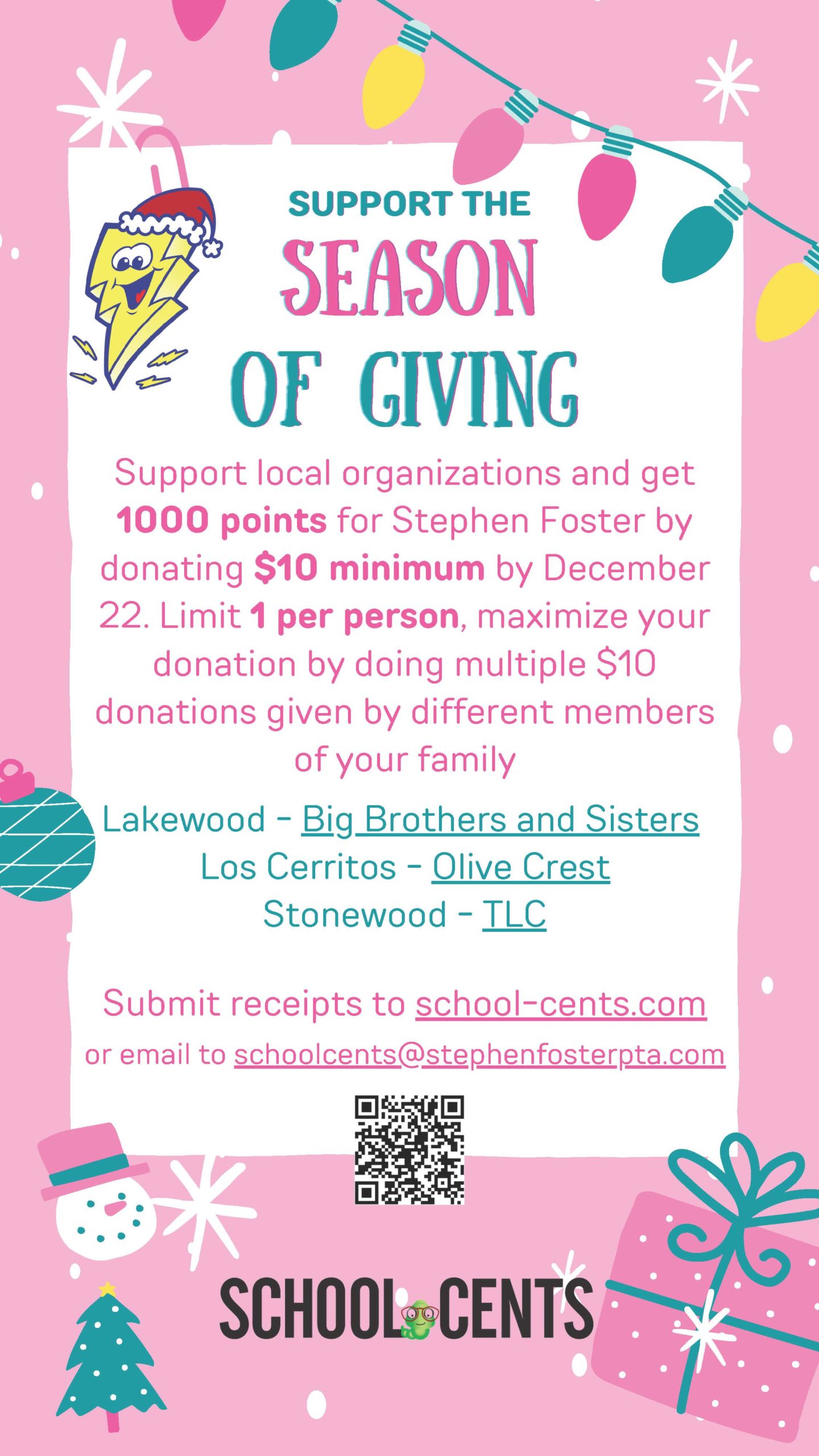 Earn 1,000 Bonus School Cents Points When You Support The Season of ...