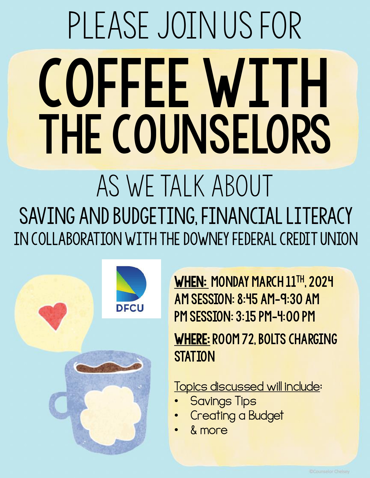 Coffee with the Counselors ~ March 11th, 2024 | Stephen Foster ...