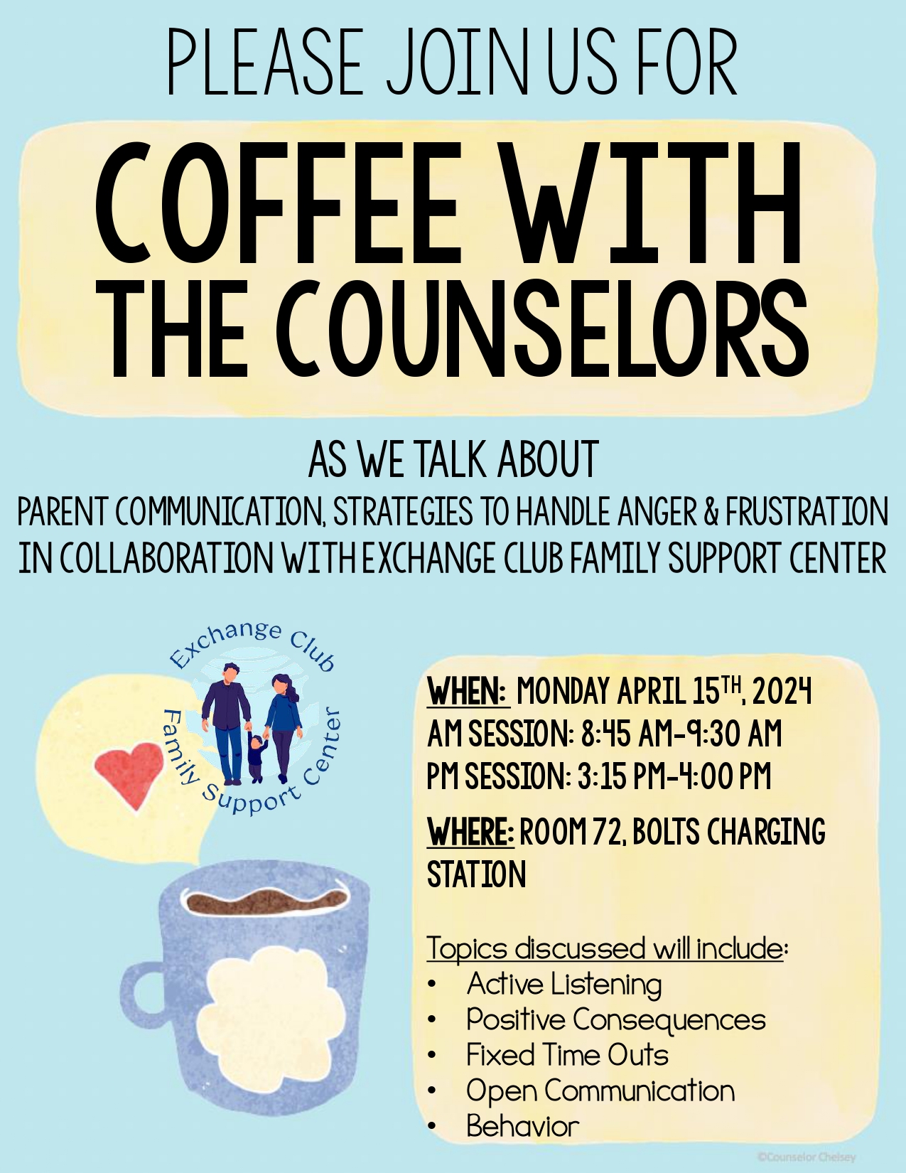 Coffee with the Counselors ~ Monday 4/15 | Stephen Foster Elementary PTA