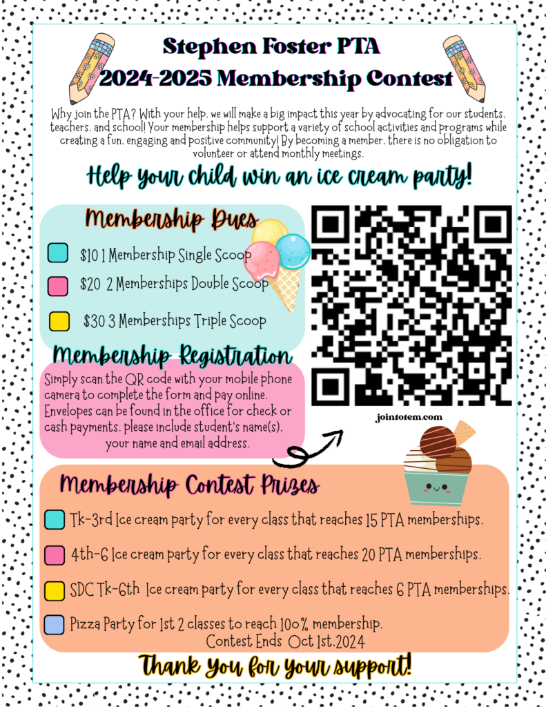 2024 – 2025 PTA Membership | Stephen Foster Elementary PTA