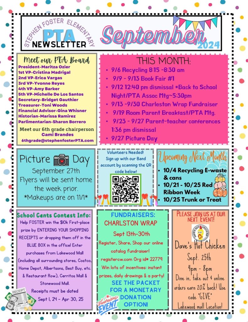 September 2024 Newsletter | Stephen Foster Elementary PTA